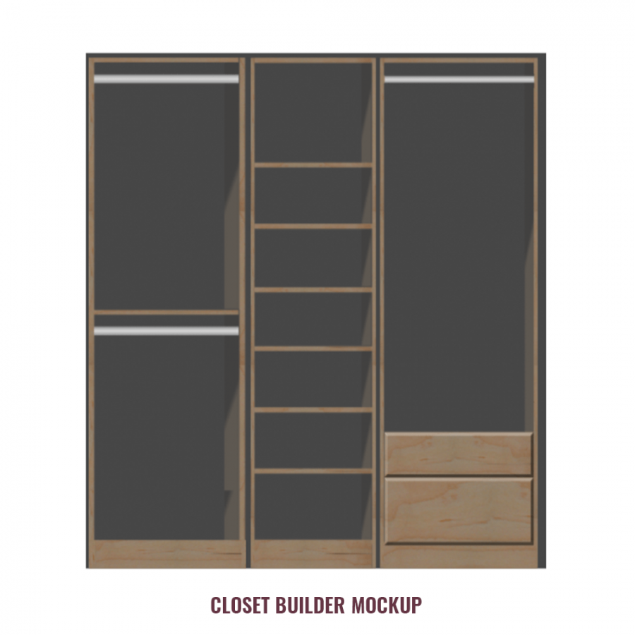 Hanging Closet System With Shelf & Drawers - Wood Closet Designs