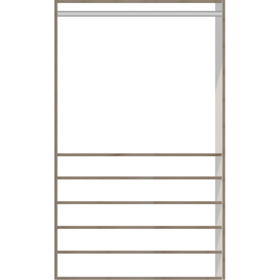 How to Design a Closet - Upper Hanger with 5 Shelves System